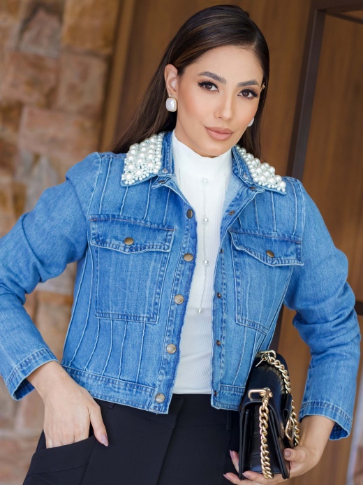 CASACO DENIM GOLA BORDADA LUZIA FAZZOLLI – Chick Brasil Boutique