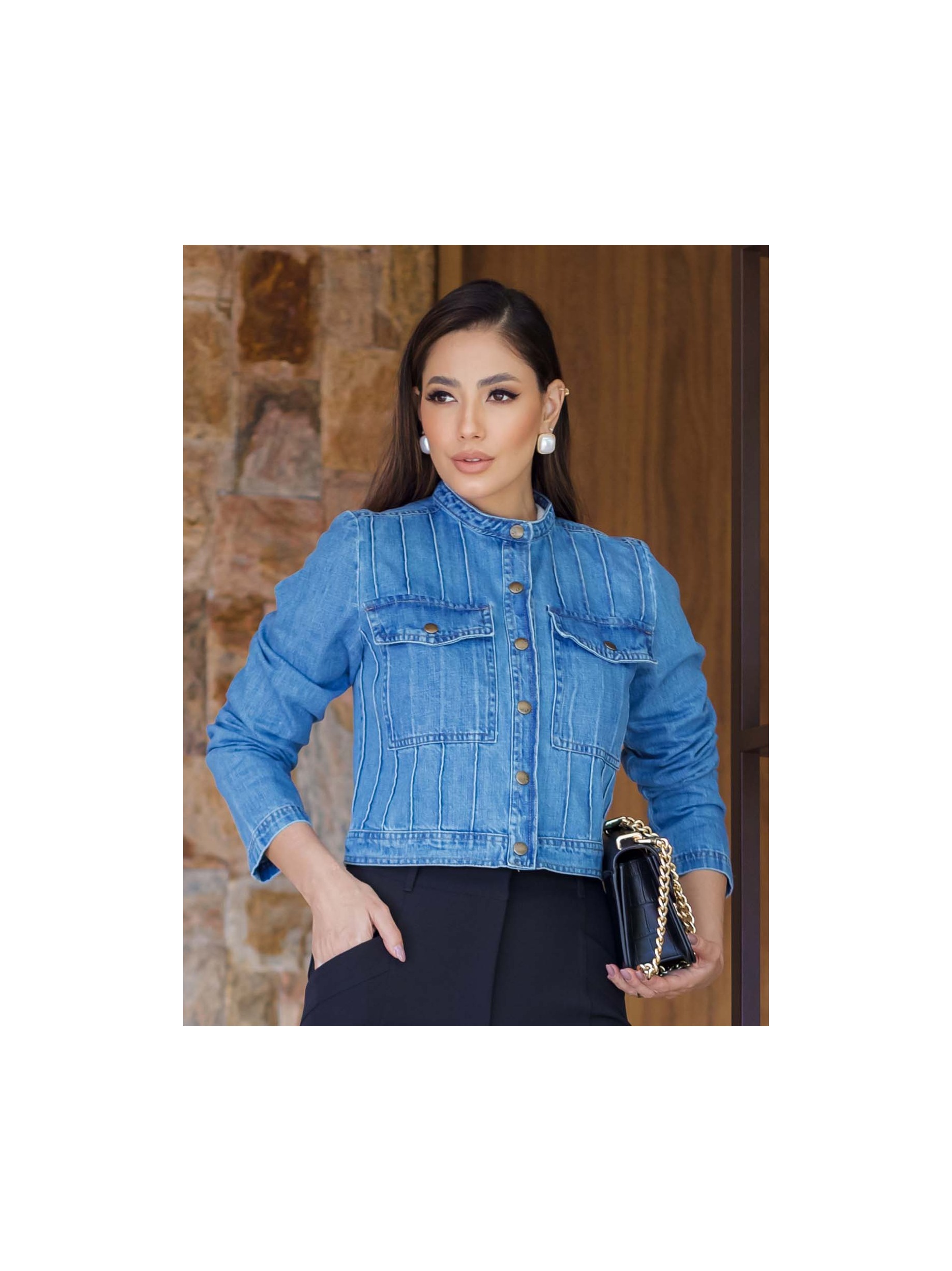 CASACO DENIM GOLA BORDADA LUZIA FAZZOLLI – Chick Brasil Boutique